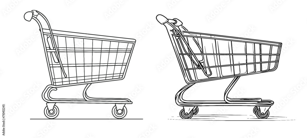 One continuous line drawing of shopping cart. Stock Vector | Adobe Stock
