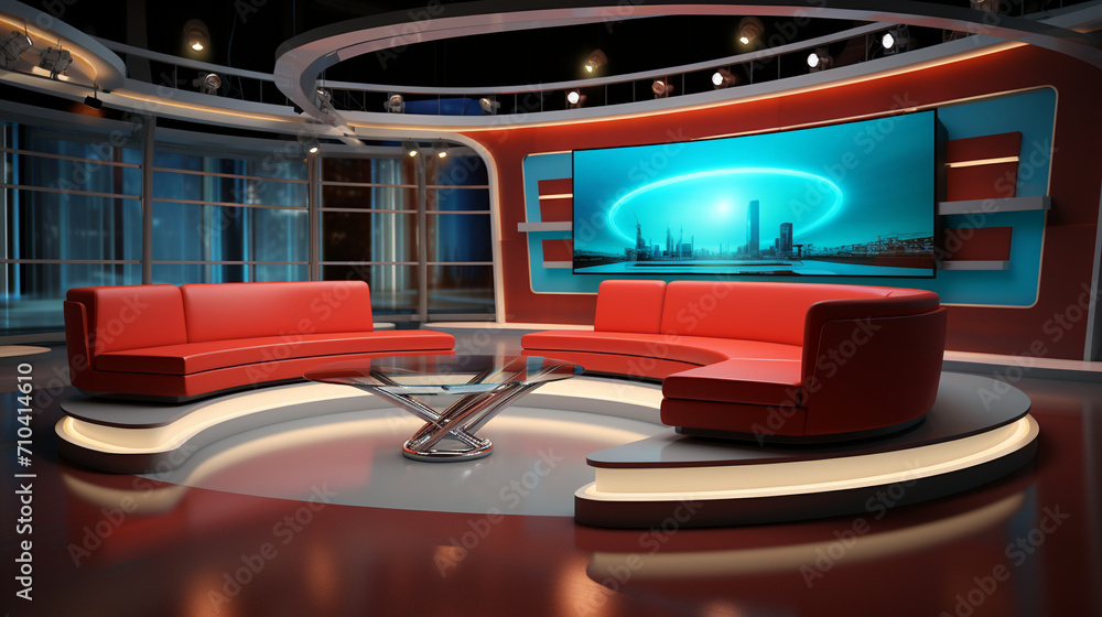 Behind the Scenes: TV Studio Set in Preparation for a Talk Show and ...