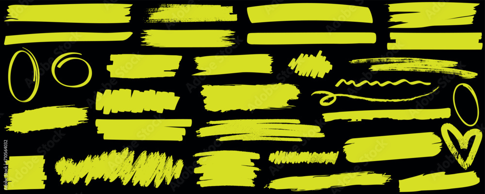 Highlighter, Neon yellow highlighter marks, Vibrant strokes, scribbles ...