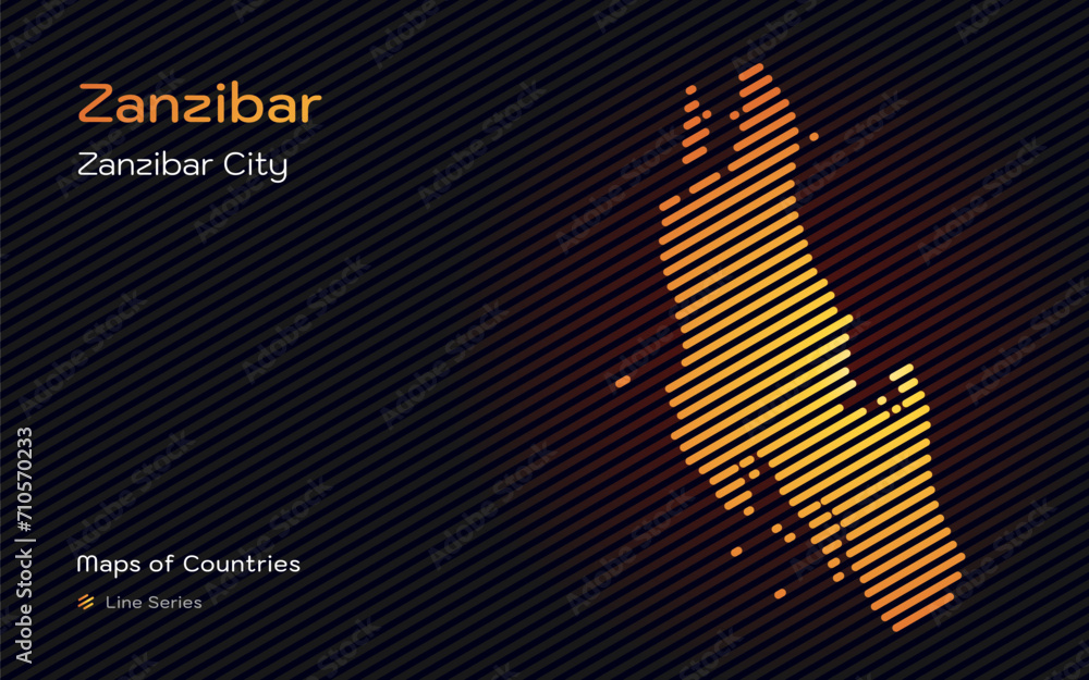 Vector de Stock Zanzibar Map Shown in a Line Pattern. Stylized simple ...