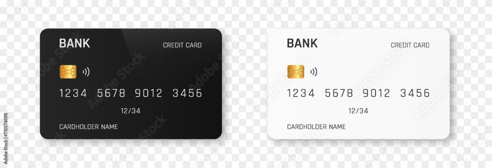 Vetor Vector credit card mockup png. Bank card with black and white ...