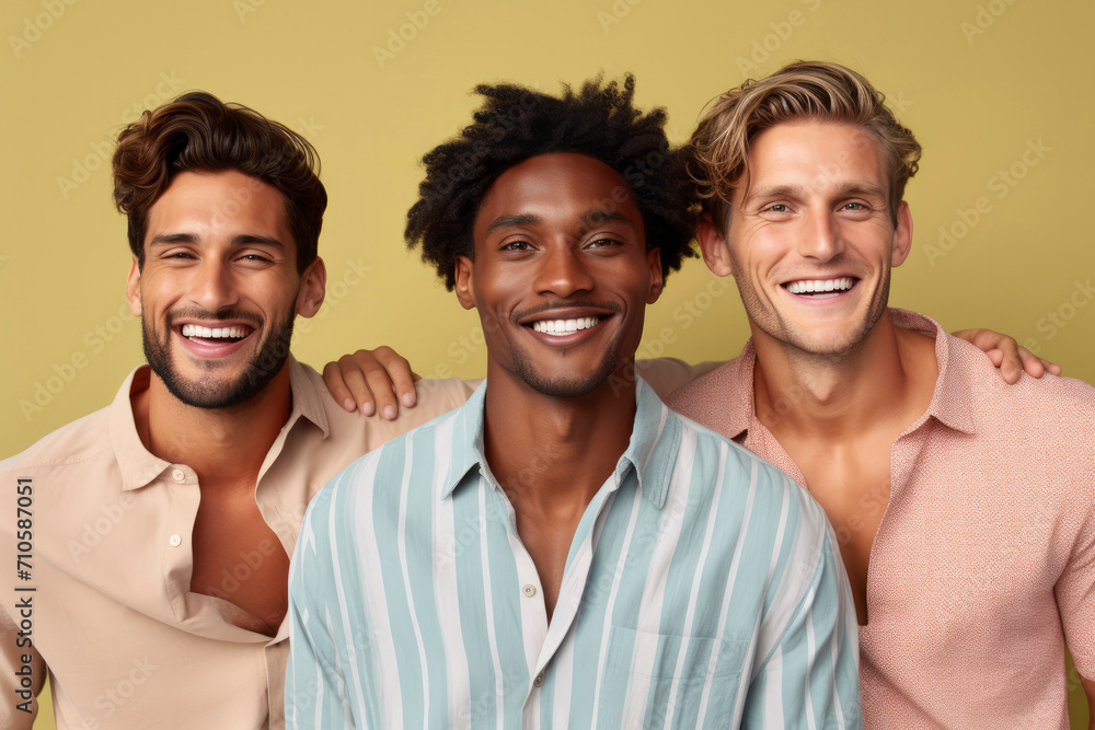 Group of men from different countries and cultures. Stylish handsome ...