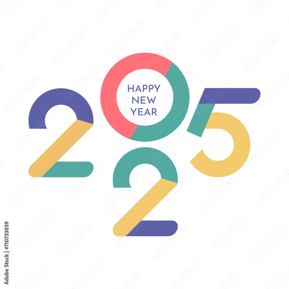 2025 logo text design. 2025 number design template. Happy New Year 2025 ...