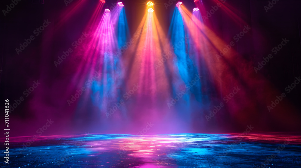 Theater stage light background with spotlight illuminated the stage ...