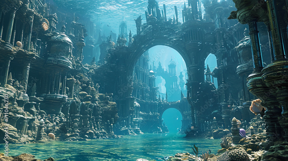 An underwater citadel takes shape in the kingdom below, its arches ...