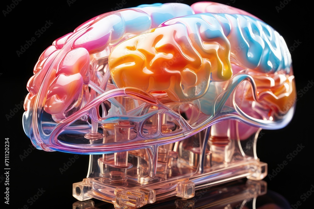 Colorful glowing vivid axon hillock, myelin sheath. Node of Ranvier and ...