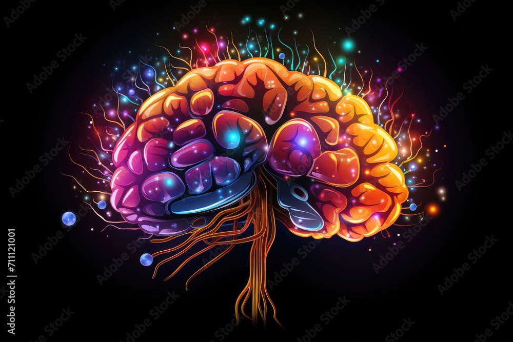 Colorful vivid motley human Brain anatomy cerebral structures cerebrum ...