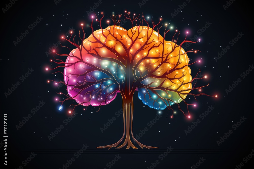 Colorful vivid motley human Brain anatomy cerebral structures cerebrum ...