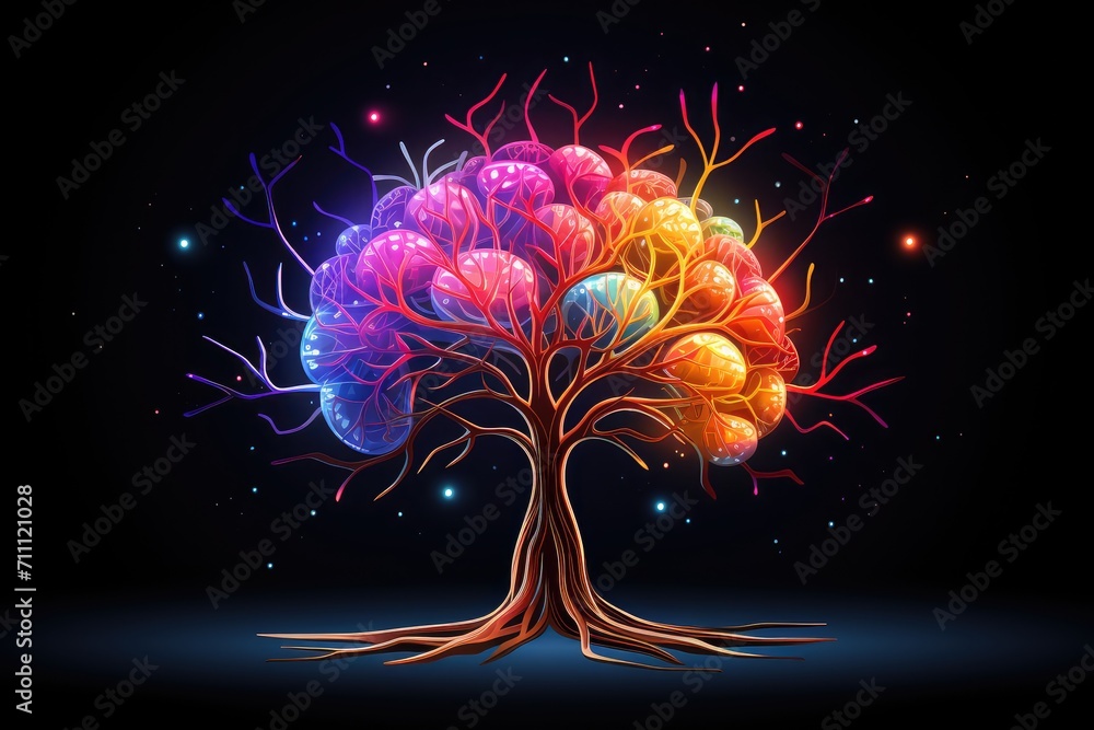 Colorful vivid motley human Brain anatomy cerebral structures cerebrum ...