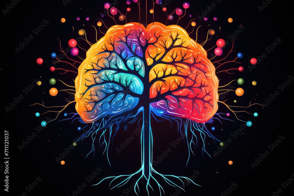 Colorful vivid motley human Brain anatomy cerebral structures cerebrum ...