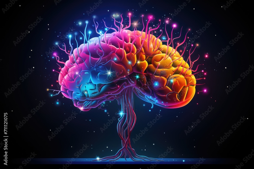 Colorful vivid motley human Brain anatomy cerebral structures cerebrum ...