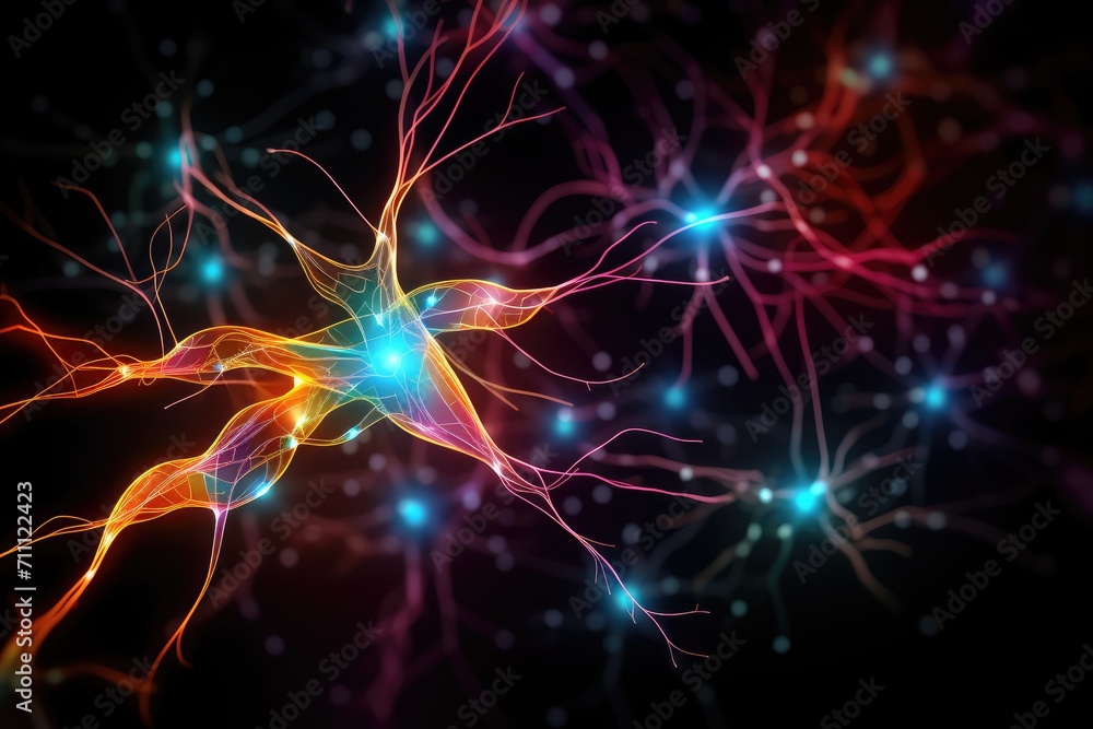 Neural processes, brain synapses neurotransmitters. Excitatory ...