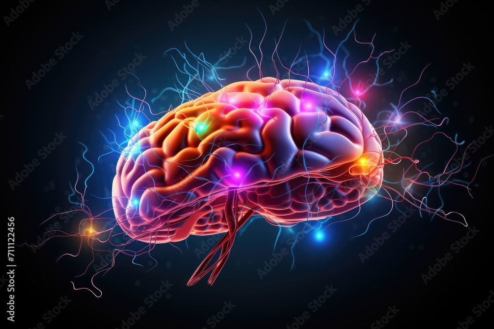 Neural processes, brain synapses neurotransmitters. Excitatory ...
