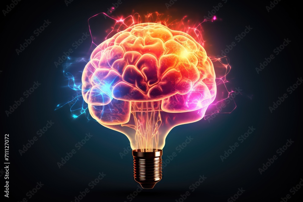Illustration Stock 3D brainstorm symbol mindful brain icon, concept ...