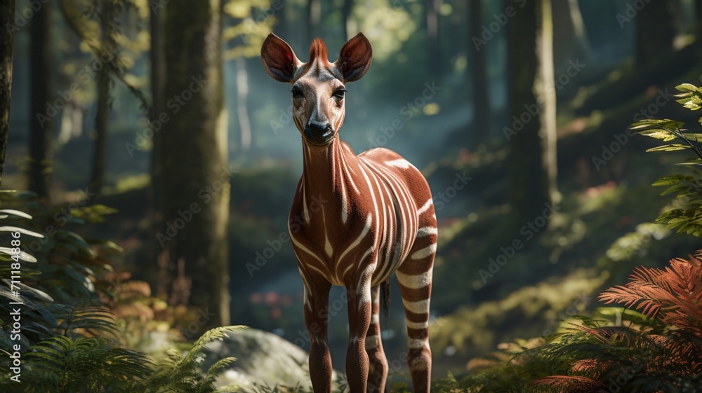 Majestic Okapi in its Natural Habitat, Graceful Wildlife Portrayal with ...