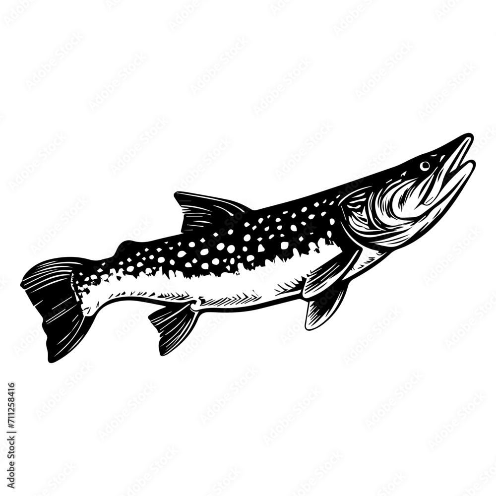 northern pike fish black silhouette logo svg vector, pike fish icon ...