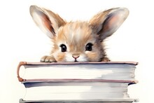 Bunny Rabbit With Books Free Stock Photo - Public Domain Pictures