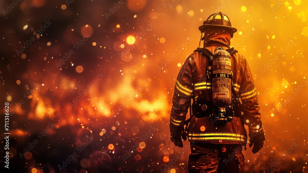 A fire-fighting background with ample copy space for text, showcasing a ...