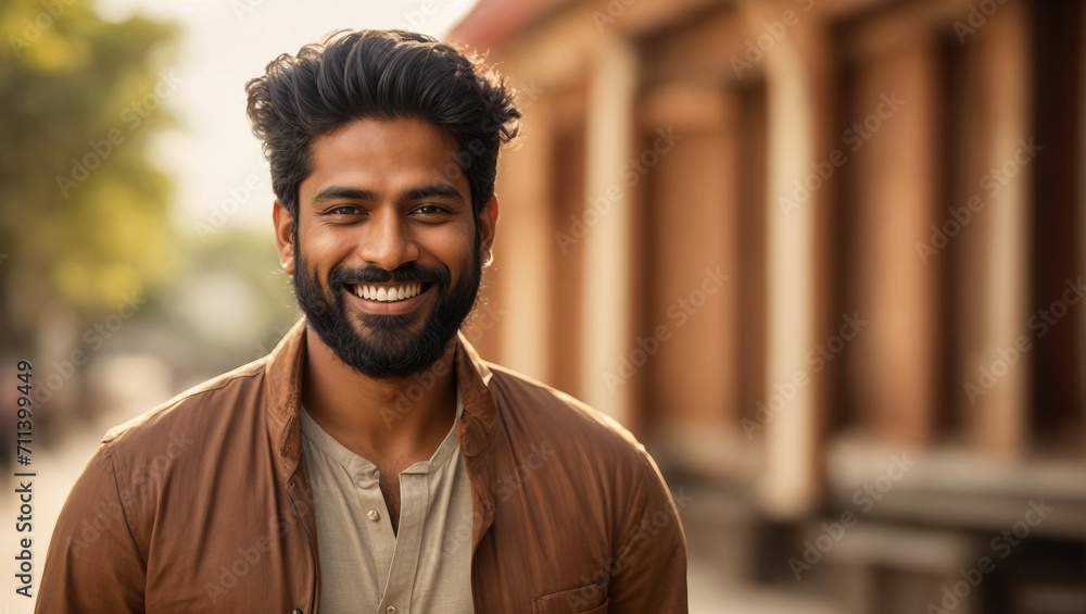 A close-up picture of a good-looking Indian man smiling, showing off ...