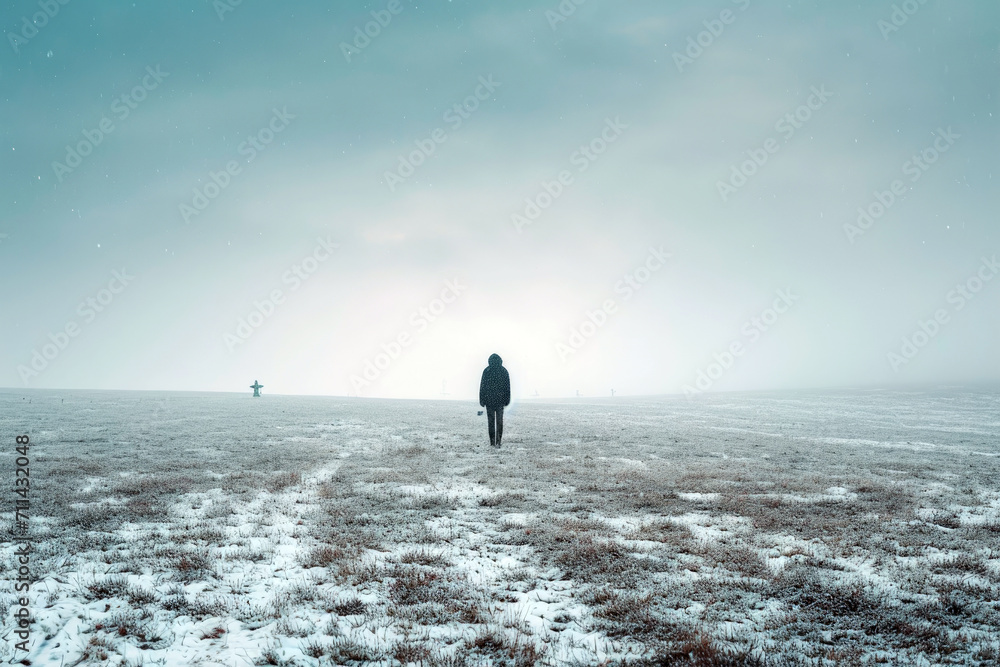 silhouette of a person standing on the snow. "February Solitude: A Walk ...