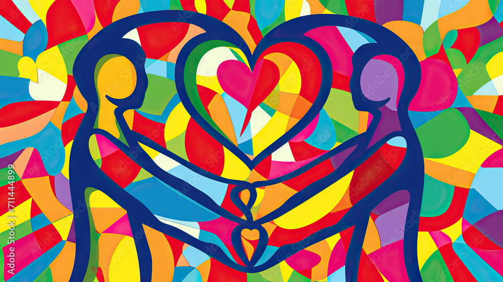 Human Connection: A Vector Background with Human Figures Engaged in a ...