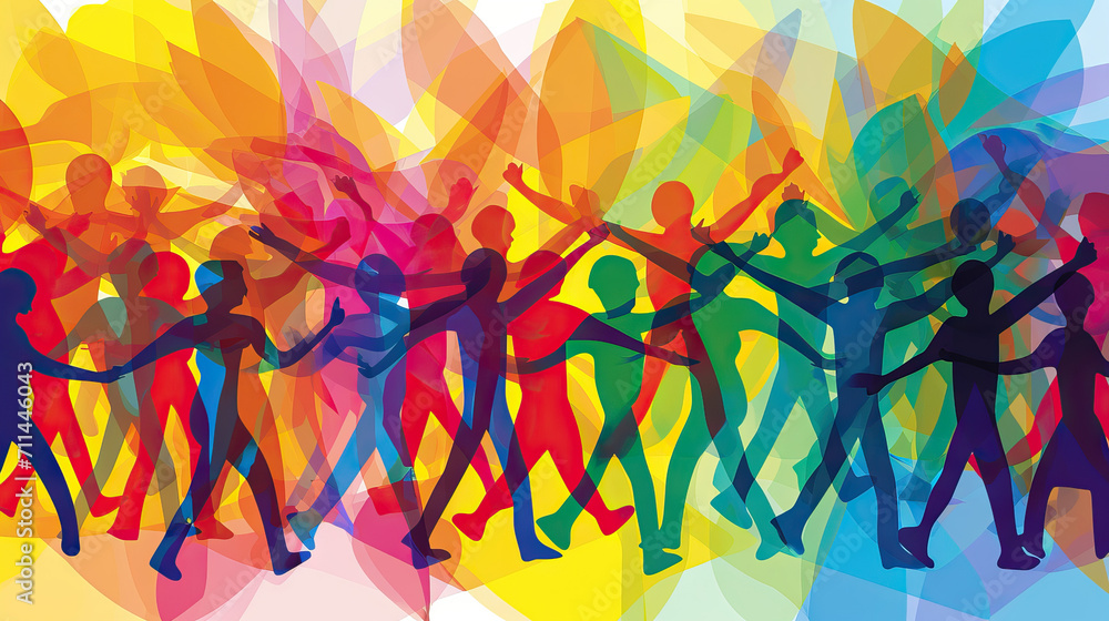 Human Unity: A Vector Background with Human Figures Joining Hands in ...