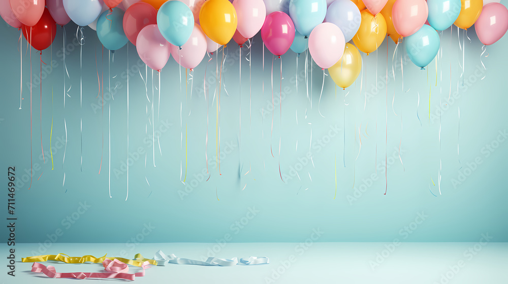Birthday background with balloons and confetti for birthday card or ...