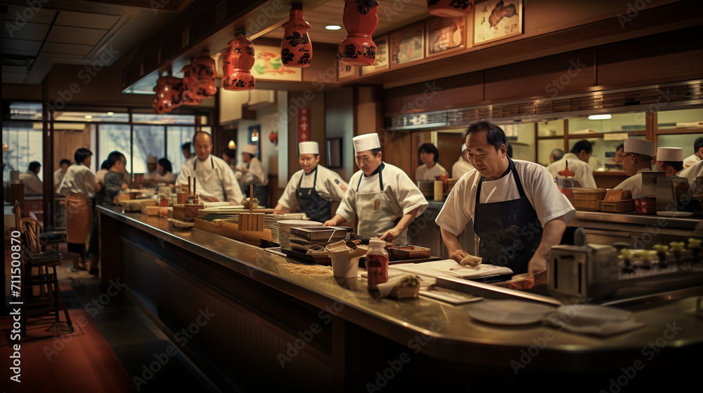 Dynamism Unleashed: The Pulse of a Busy Japanese Restaurant with ...
