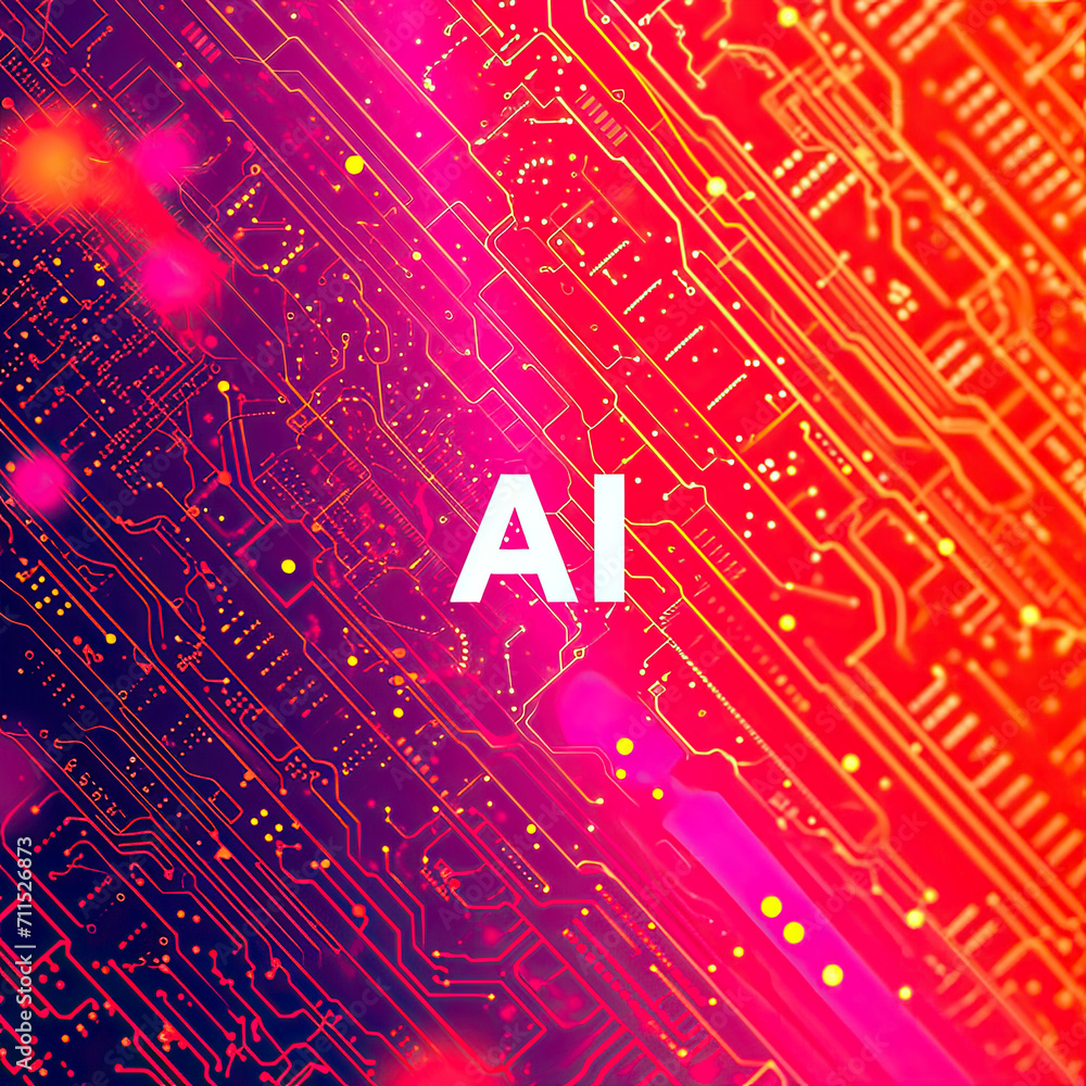 AI Learning and artificial intelligence. Quantum computer technologies. Futuristic circuitboard ...