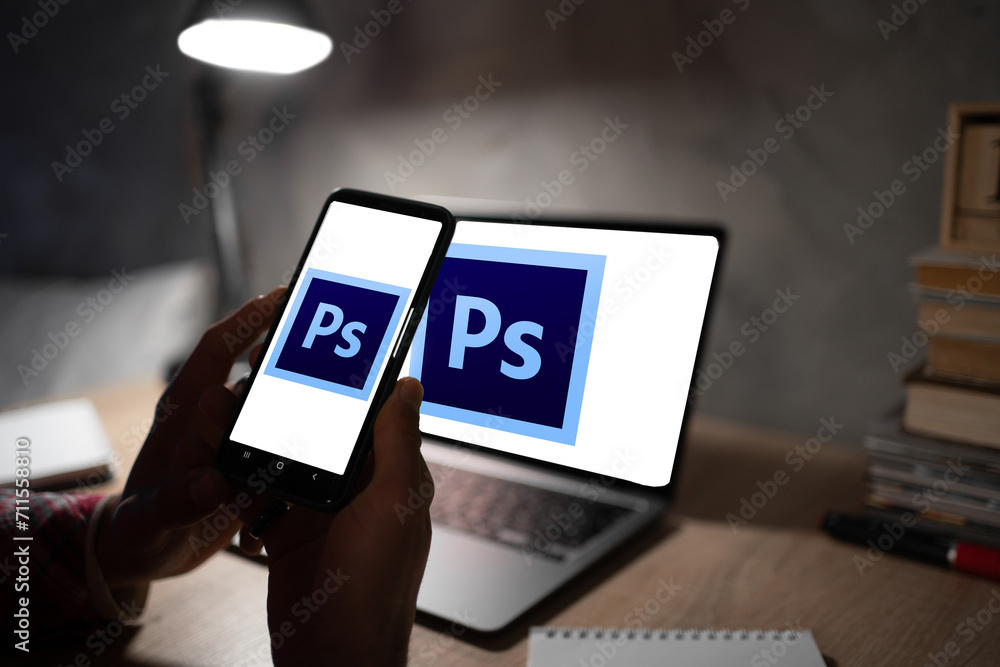Odessa, Ukraine, 13 January 2023: Adobe Photoshop logo on the ...