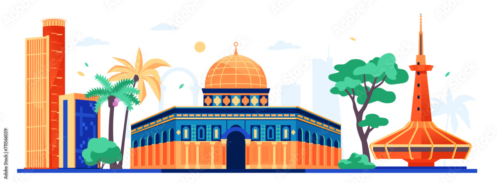 Israeli National Architectural Treasure - modern colored vector ...