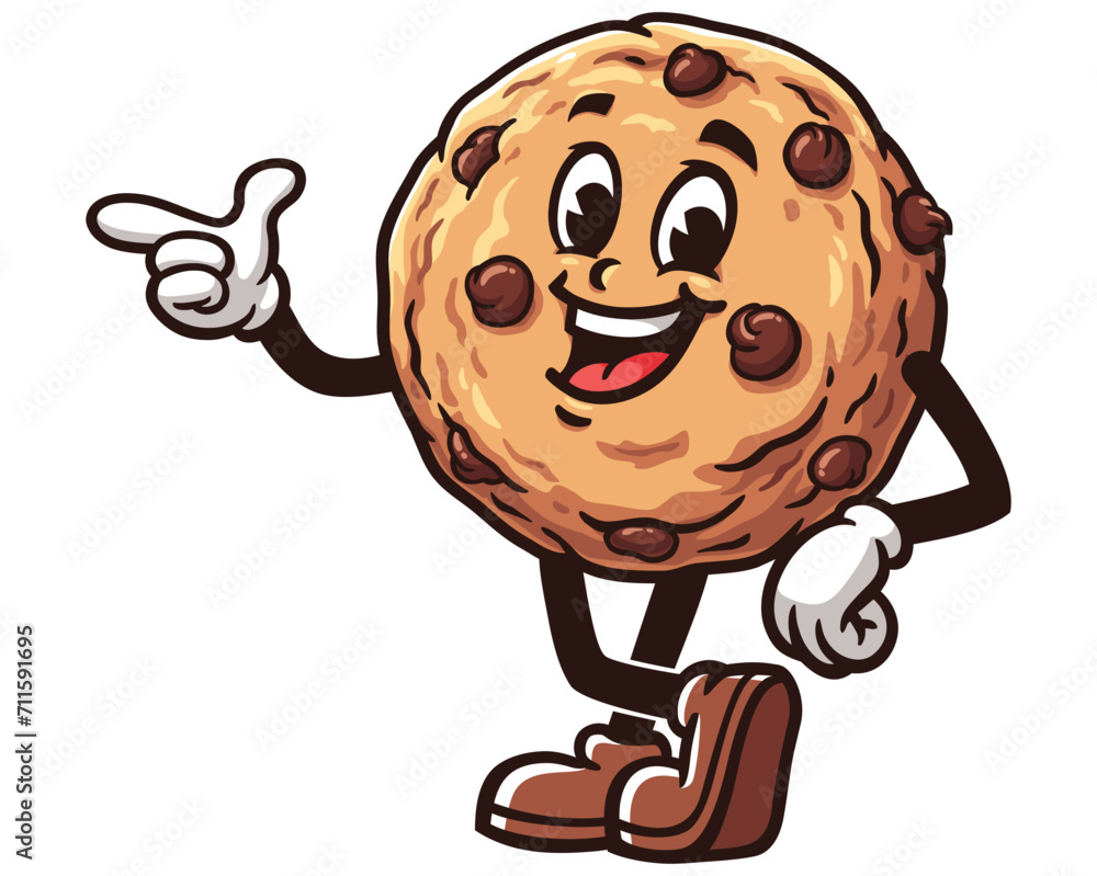 Cookie with pointing hand and relax pose cartoon mascot illustration ...
