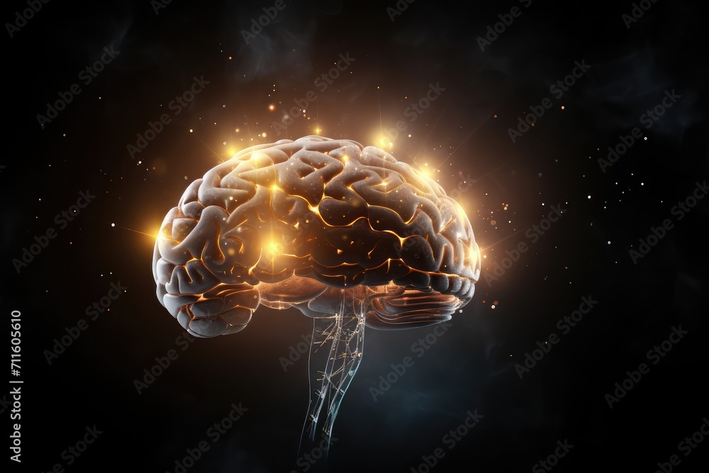 Illustration Stock Human Axon Brain dynamic energy lightning and ...