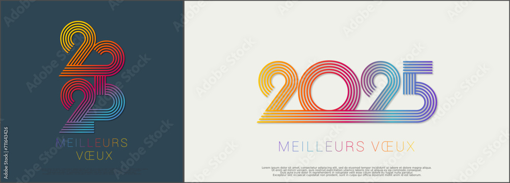 Bonne année - meilleurs vœux 2025 - vecteur pour affiche, bannière, salutation et célébration du ...