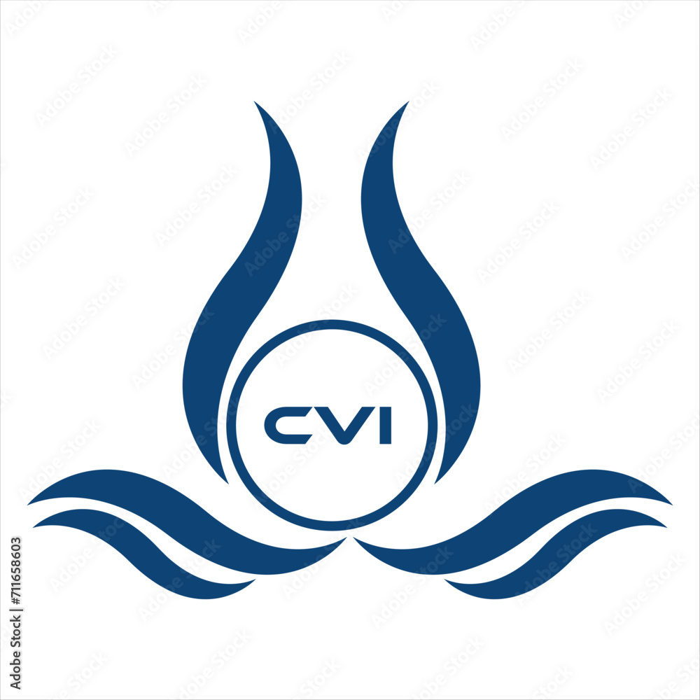 CVI letter water drop icon design with white background in illustrator ...
