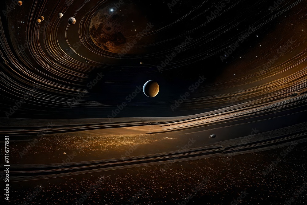 Picture the cosmic ballet of Planet Saturn and its major moons as they ...