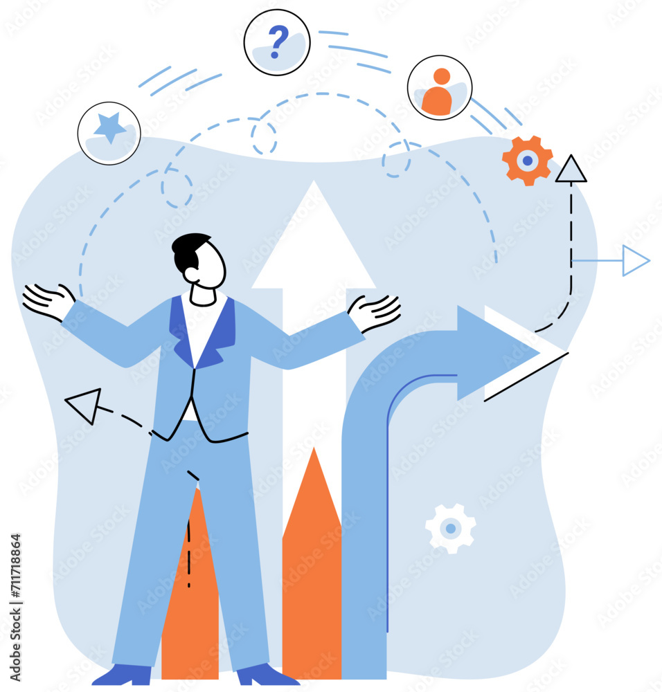 Decision vector illustration. Success is outcome intelligent decision ...