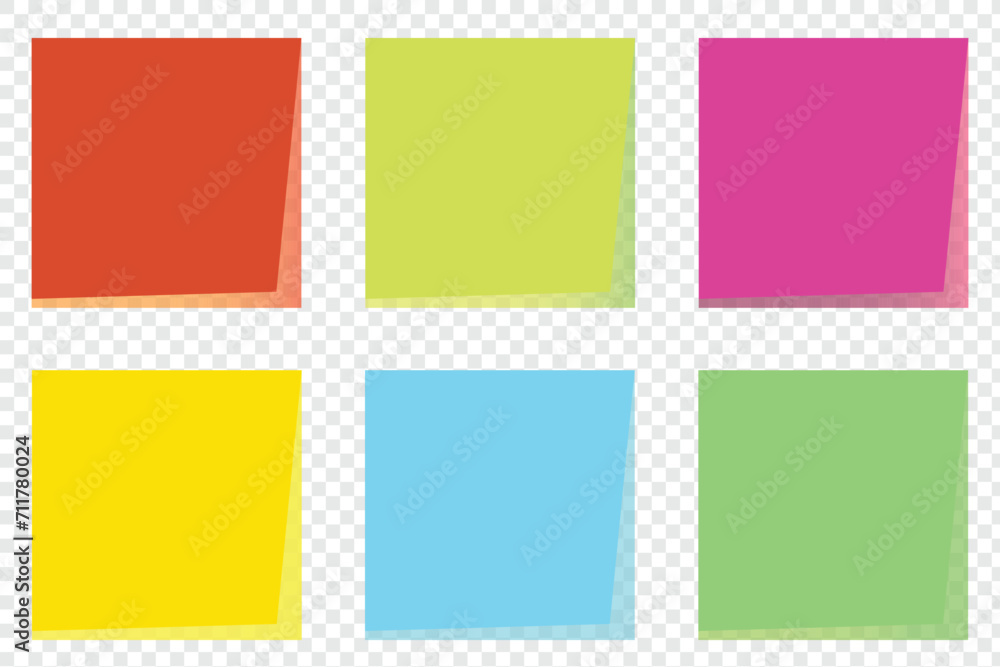 Multicolor post it notes isolated on transparent background. Colored ...