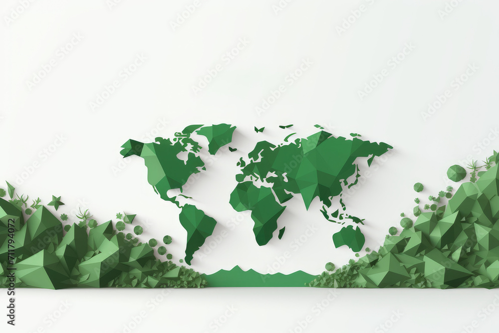 World map illustration for environment and earth day concept, ecology ...