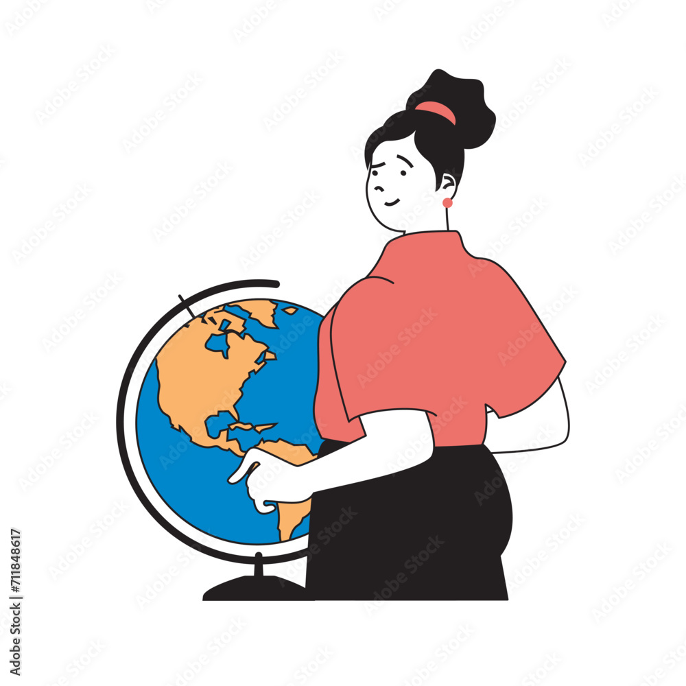 School learning concept with cartoon people in flat design for web ...