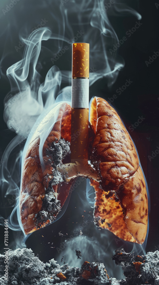 visual concept of No Smoking Day, harmful effects of cigarettes on ...