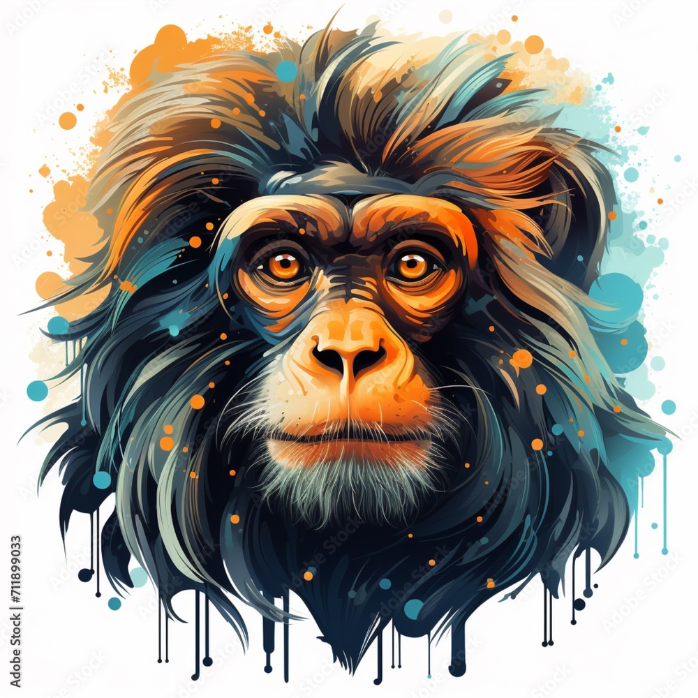Lovely monkey on vector illustration white background AI generated ...