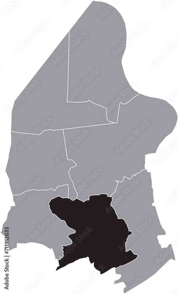 Black flat blank highlighted location map of the BEVEREN MUNICIPALITY ...