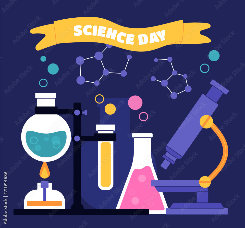 Science day poster. International holiday and festival 28 February ...