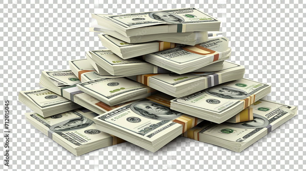 Money Pile of packs of hundred dollar bills stacks isolated on ...