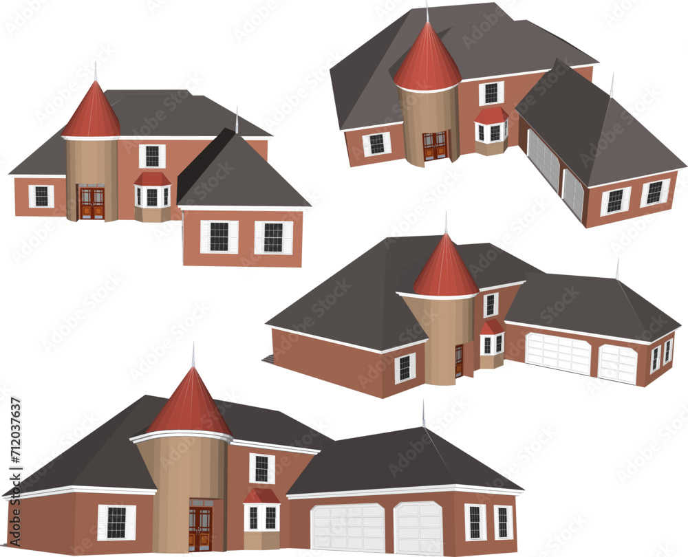 Vector sketch illustration of classic vintage colonial old house design ...