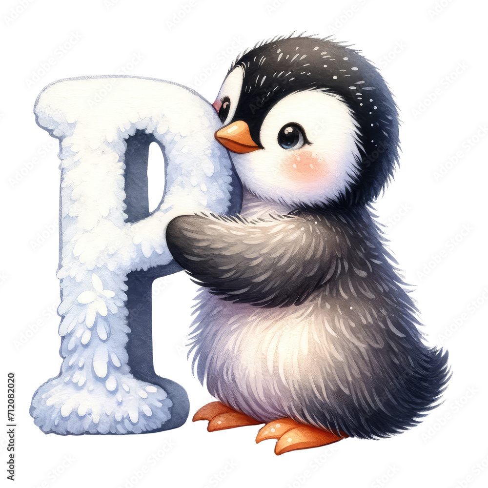 Watercolor Animal Alphabet Letter 'P' Clipart for Nursery Decor and ...