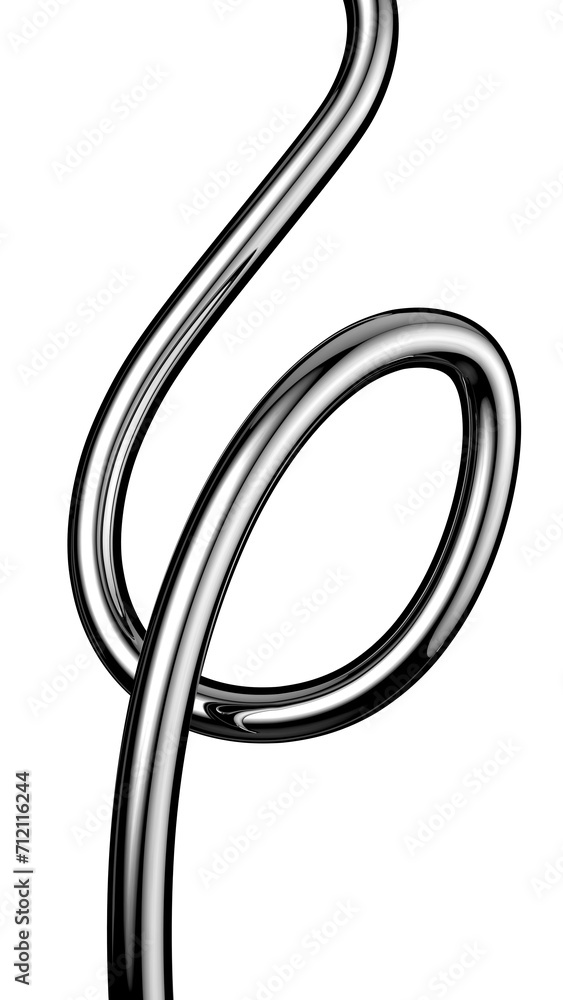Tangled metal line isolated. Futuristic curved metal tube shape design ...