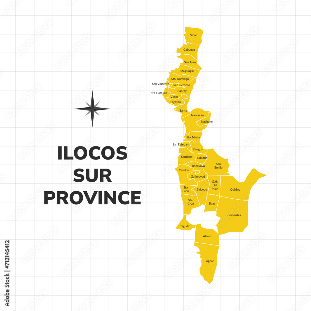 Ilocos Sur Province map illustration. Map of the province in the ...