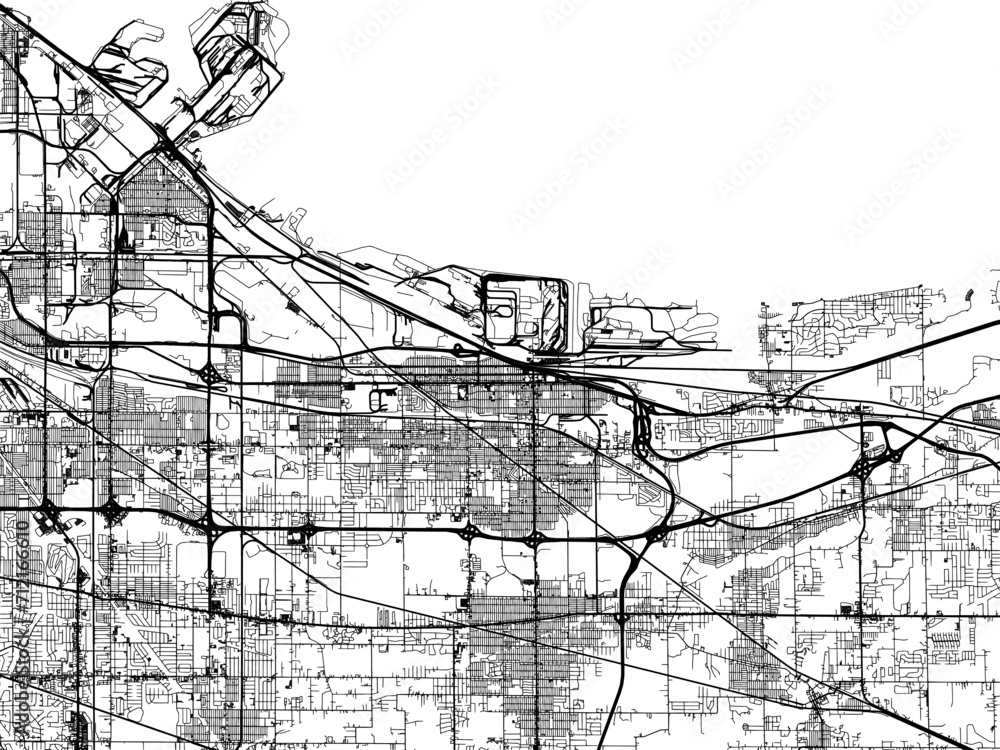 Vector road map of the city of Gary Indiana in the United States of ...